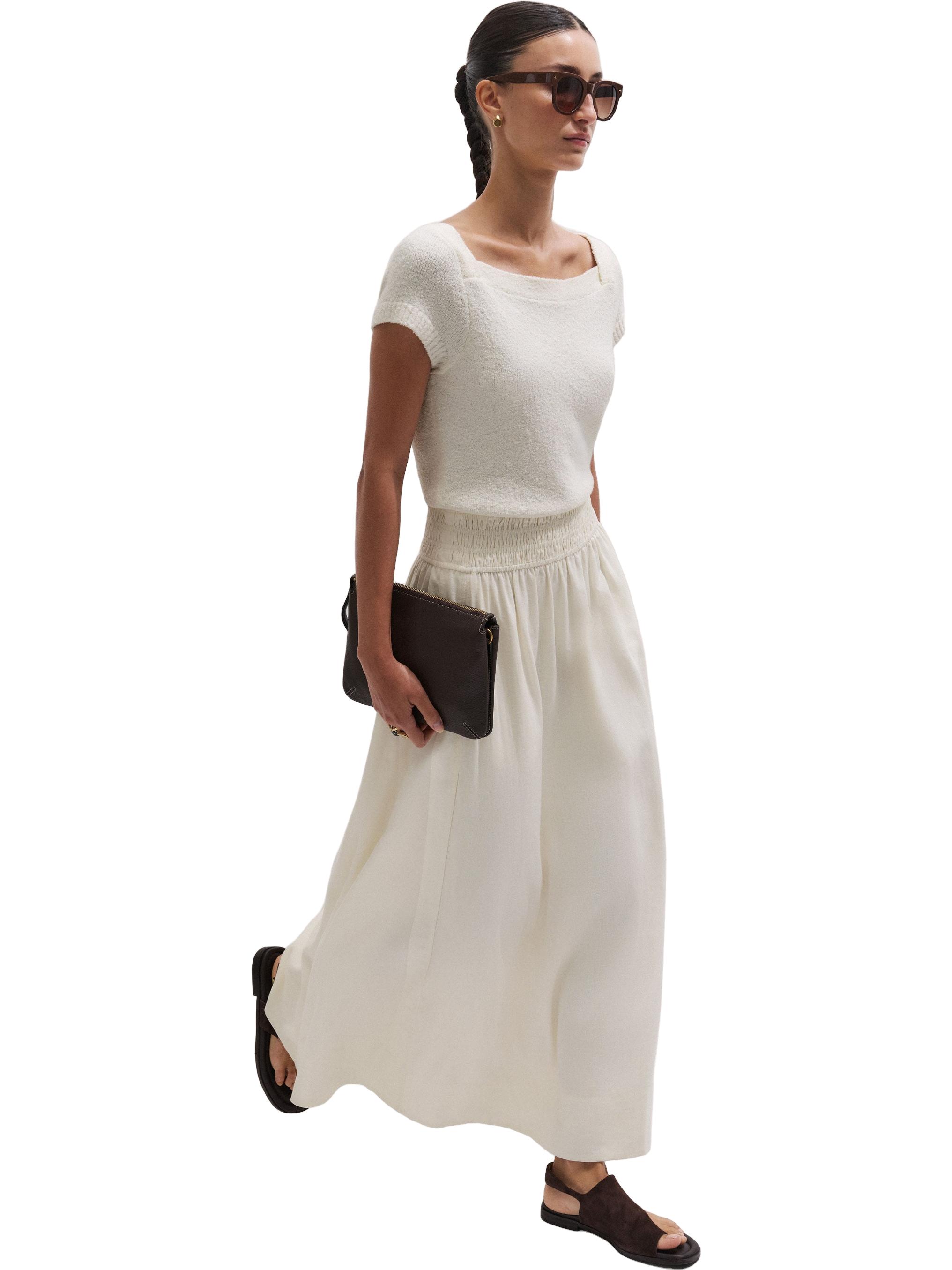 ME+EM ME+EM Knit Mixed Media Fit and Flare Maxi Dress